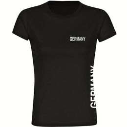 multifanshop Damen T-Shirt - Germany - Brust & Seite - Druck weiß - Frauen