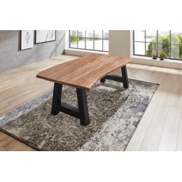 Esstisch Baumkante massiv Akazie natur 140 x 80 schwarz ATHEN
