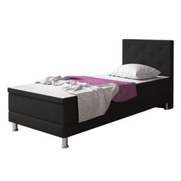 Boxspringbett Esra 90x200 Webstoff Schwarz