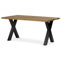 Esstisch aus Holz Autronic Esstisch, 160x90x75 cm, Eiche massiv, Metallgestell in Form des Buchstabens „X“, schwarz lackiert (DS-X160 OAK)