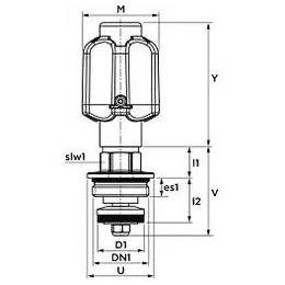 Aalberts SEPP Servo-Plus Freistromventil-Oberteil 0001487 DN 50, nichtsteigend, mit Fettkammer, totraumfrei, Messing