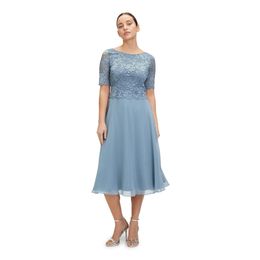 Cocktailkleid Vera Mont "Vera Mont mit Spitze" Gr. 38, Normalgrößen, blau (bluish grey) Damen Kleider Spitze