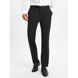 BOSS Baukasten-Hose Herren Regular Fit Schurwolle, schwarz