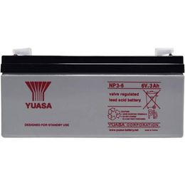 Yuasa NP3-6 NP3-6 Bleiakku 6 V 3 Ah Blei-Vlies (AGM) (B x H x T) 134 x 64 x 34 mm Flachstecker 4.8 mm Wartungsfrei