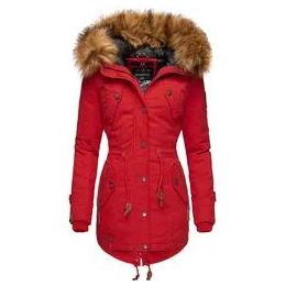 Wintermantel Marikoo "La Viva Prc" Gr. S (36), rot Damen Mäntel stylischer Winterparka mit abnehmbarem Kunstfell