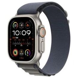 Smartwatch Apple "Watch Ultra 2 Titanium" Smartwatches Gr. 49mm, Cellular, L, Alpine Loop, grau (blau) Trail Loop