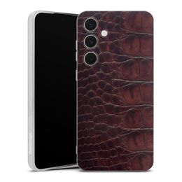 DeinDesign Galaxy S24 FE 5G Handy Silikon H&uuml;lle Case transparent Handyh&uuml;lle Leather Crocodile Animal Print Silikon Case