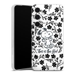 DeinDesign Galaxy S24 FE 5G Handy Silikon H&uuml;lle Case transparent Handyh&uuml;lle Peanuts Flowers Snoopy Silikon Case