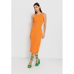 LSCN BY LASCANA Midikleid orange Gr. 38 für Damen. Mit Rundhals. Figurbetont. Nachhaltig.