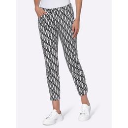 Heine Damen Druckhose, Schwarz, Gr. 40, 7/8-Hose, Material: Baumwolle