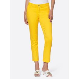 Heine Damen Push-up-Jeans, Gelb, Gr. 40, Kurze Jeans, Material: Baumwolle