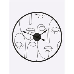 IMPRESSIONEN Wanduhr, Schwarz, Gr. H/B/T ca. 60,5/60,5/3 cm, Wanddeko, Material: Metall