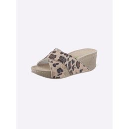 Waldläufer Waldläufer Damen Pantolette mit seitlichem Gummizug, braun-gemustert, Größe 37