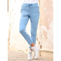 Heine Damen Schlupfhose, Blau, Gr. 40, 7/8-Hose, Material: Baumwolle