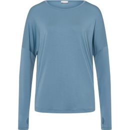 Hanro Longsleeve Damen Jersey, blau