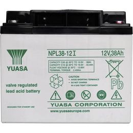 Yuasa NPL38-12 YUANPL38/12 Bleiakku 12 V 38 Ah Blei-Vlies (AGM) (B x H x T) 197 x 170 x 165 mm M5-Schraubanschluss Wartungsfrei