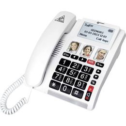 geemarc CL9000 Schnurgebundenes Seniorentelefon Foto-Tasten, Freisprechen, für Hörgeräte kompatibel, inkl. Notrufsender, Optische Anrufsignalisierung,