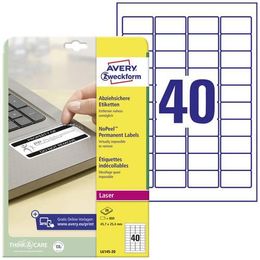 Avery-Zweckform L6145-20 Sicherheits-Etiketten 45.7 x 25.4 mm Polyester-Folie Weiß 800 St. Permanent haftend Laserdrucker