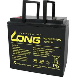 LONG WPL55-12 WPL55-12 Bleiakku 12 V 55 Ah Blei-Vlies (AGM) (B x H x T) 226 x 214 x 135 mm M6-Schraubanschluss Geringe Selbstentladung, Wartungsfrei