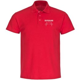 multifanshop® Poloshirt - Deutschland - Herzschlag - Druck weiß