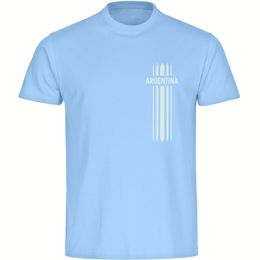 multifanshop® Herren T-Shirt - Argentina - Streifen - Druck weiß