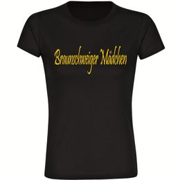 multifanshop Kinder T-Shirt - Braunschweig - Braunschweiger Mädchen - Druck gelb - Kind