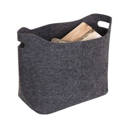 Filzkorb MCW-C35, Holzkorb Korb Filztasche Aufbewahrungskorb Deko Filzbox, 40l ~ dunkelgrau