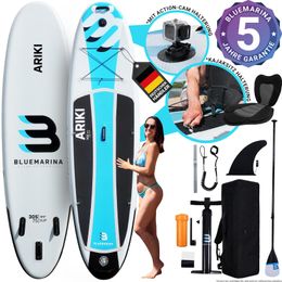 Bluemarina SUP Board Ariki, Stand Up Paddle aufblasbar mit Paddel, Pumpe, Rucksack, 5J Garantie (305x76x15cm / 10', Classic)