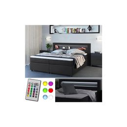 Vitalispa Design Boxspringbett 180x200 cm H2 LED Doppelbett Hotelbett Ehebett anthrazit