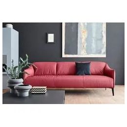 3-Sitzer W.Schillig "sally" Sofas Gr. B/H/T: 224cm x 78cm x 84cm, Longlife Xtra-Leder Z59, rot (ruby z59) mit Metall-Winkelfüßen in Schwarz pulverbeschichtet, Breite 224 cm