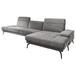 Ecksofa DIE PLANBAR "MP-IN20126 L-Form" Sofas Gr. B/H/T: 328cm x 82cm x 190cm, Chenille, Ottomane rechts, Kopfteilverstellung-Sitztiefenverstellung-Federkern, grau mit Kopfteilverstellung, optional Funktionen, Federkern