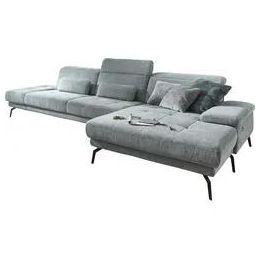 Ecksofa DIE PLANBAR "MP-IN20126 L-Form" Sofas Gr. B/H/T: 328cm x 82cm x 190cm, Chenille, Ottomane rechts, Kopfteilverstellung-Sitztiefenverstellung-Federkern, blau (ocean) mit Kopfteilverstellung, optional Funktionen, Federkern