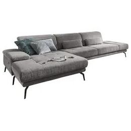 Ecksofa DIE PLANBAR "MP-IN20126 L-Form" Sofas Gr. B/H/T: 328cm x 82cm x 190cm, Chenille, Ottomane links, Kopfteilverstellung-Klappbarer Anstellhocker-Armteilverstellung-Sitztiefenverstellung, grau mit Kopfteilverstellung, optional Funktionen, Federkern