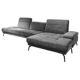 Ecksofa DIE PLANBAR "MP-IN20126 L-Form" Sofas Gr. B/H/T: 328cm x 82cm x 190cm, Chenille, Ottomane rechts, Kopfteilverstellung-Sitztiefenverstellung-Federkern, grau (anthrazit) mit Kopfteilverstellung, optional Funktionen, Federkern