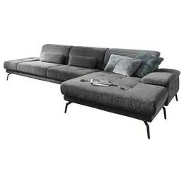 Ecksofa DIE PLANBAR "MP-IN20126 L-Form" Sofas Gr. B/H/T: 328cm x 82cm x 190cm, Chenille, Ottomane rechts, Kopfteilverstellung-Federkern, grau (anthrazit) mit Kopfteilverstellung, optional Funktionen, Federkern