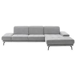 Ecksofa DIE PLANBAR "MP-IN20126 L-Form" Sofas Gr. B/H/T: 328cm x 82cm x 190cm, Chenille, Ottomane rechts, Kopfteilverstellung-Federkern, grau mit Kopfteilverstellung, optional Funktionen, Federkern