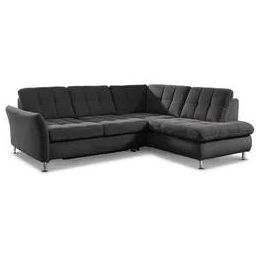 Ecksofa DIE PLANBAR "MP-IN20016 L-Form" Sofas Gr. B/H/T: 242cm x 87cm x 116cm, Chenille, Armlehne links, mit Bettfunktion-Sitztiefenverstellung-ohne Kopfstützen, schwarz wahlweise mit Kopfstützen und Bettfunktion, Kaltschaum-Polsterung