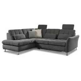 Ecksofa DIE PLANBAR "MP-IN20016 L-Form" Sofas Gr. B/H/T: 242cm x 87cm x 116cm, Chenille, Armlehne rechts, ohne Bettfunktion-Sitztiefenverstellung-mit Kopfstützen, grau (anthrazit) wahlweise mit Kopfstützen und Bettfunktion, Kaltschaum-Polsterung