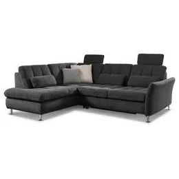 Ecksofa DIE PLANBAR "MP-IN20016 L-Form" Sofas Gr. B/H/T: 242cm x 87cm x 116cm, Chenille, Armlehne rechts, ohne Bettfunktion-Sitztiefenverstellung-mit Kopfstützen, schwarz wahlweise mit Kopfstützen und Bettfunktion, Kaltschaum-Polsterung