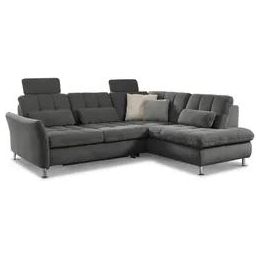 Ecksofa DIE PLANBAR "MP-IN20016 L-Form" Sofas Gr. B/H/T: 242cm x 87cm x 116cm, Chenille, Armlehne links, mit Bettfunktion-Sitztiefenverstellung-mit Kopfstützen, grau (anthrazit) wahlweise mit Kopfstützen und Bettfunktion, Kaltschaum-Polsterung