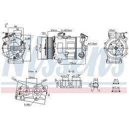 NISSENS Kompressor, Klimaanlage 12V für RENAULT FIAT VAUXHALL NISSAN OPEL 9260000Q0B 9260000Q0C 95507849 890947