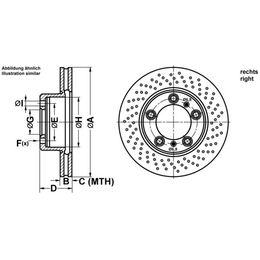 ATE Bremsscheibe vorne rechts Gelocht/innenbel. 298,0mm für PORSCHE 98735140201 24.0124-0210.1