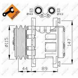 NRF Kompressor, Klimaanlage EASY FIT 12V für FIAT 46443509 71721705 71721706 32207