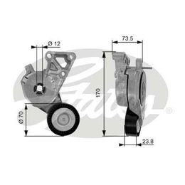 GATES Spannrolle, Keilrippenriemen DriveAlign® Universal 70mm für SKODA VW SEAT AUDI 06A903315E 06A903315D T38148