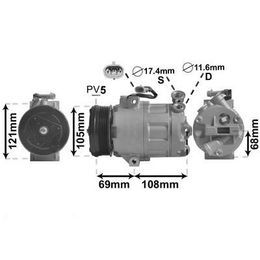 Van Wezel Kompressor, Klimaanlage 12V für OPEL 13297440 6854080 6854010-24464151 3700K316