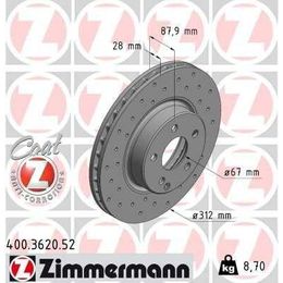 Zimmermann Bremsscheibe SPORT COAT Z vorne rechts links Gelocht 312mm für MERCEDES-BENZ 211421091264 A211421091264 A2114210912 400.3620.52