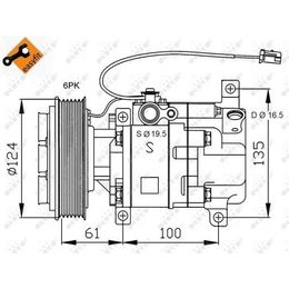 NRF Kompressor, Klimaanlage EASY FIT 12V für MAZDA BP4K61450D BP4K61K00 H12A1AG4DY 32233