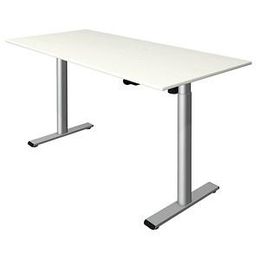 Kerkmann Move 1 base elektrisch höhenverstellbarer Schreibtisch weiß rechteckig, T-Fuß-Gestell silber 160,0 x 80,0 cm