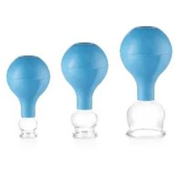 pulox Schröpfgläser Set aus Echtglas 3 Stück. klein Blau 3 St