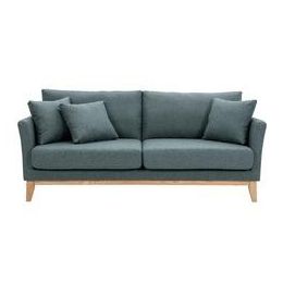 Miliboo Skandinavisches 3-Sitzer-Sofa mit abnehmbarem Bezug aus graugrünem Stoff und hellem Holz OSLO